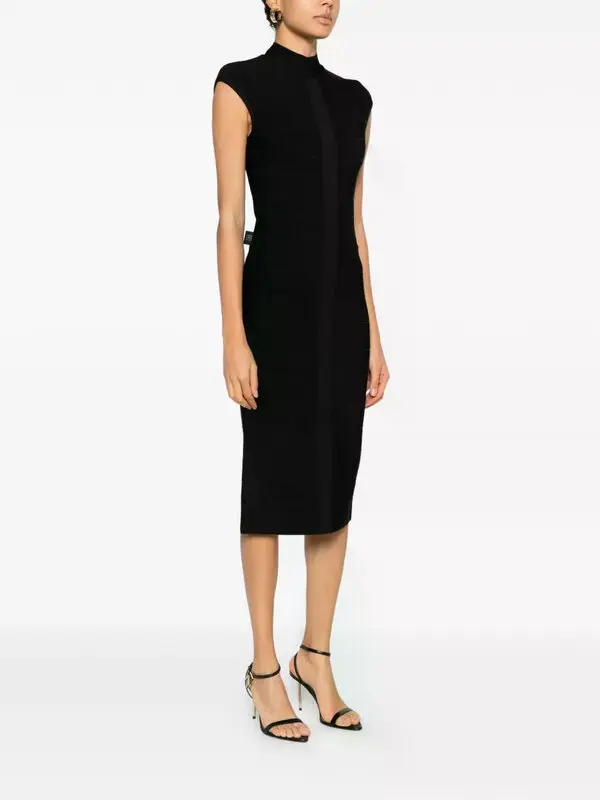 Herve Leger Davina High-neck Midi Dress - Black