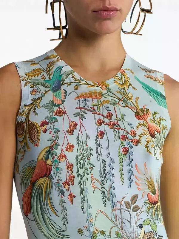 Etro Flora Fauna Motif Tank Top - Blue