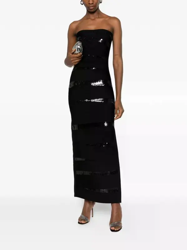 Herve Leger Chiara Gown Sequin-embellished Strapless Midi Dress