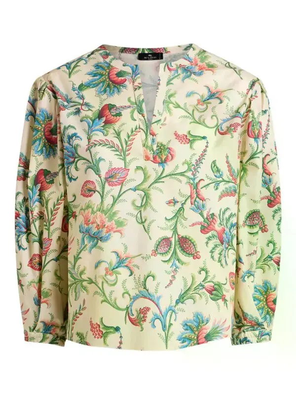 Etro Floral Print V-neck Top - Neutrals