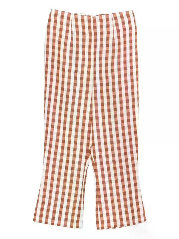 Faithfull The Brand Gingham Pattern Cropped Trousers - Brown
