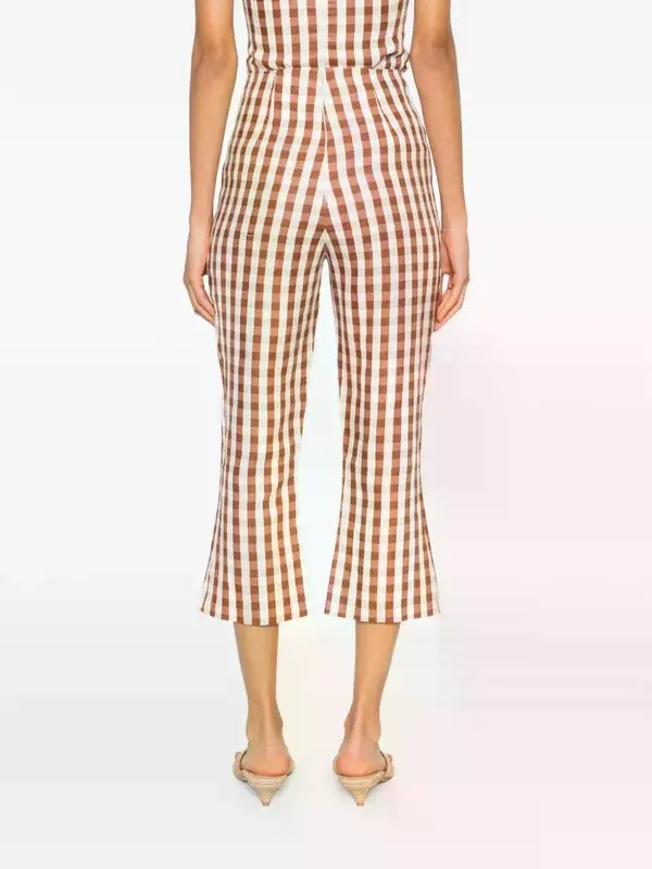 Faithfull The Brand Gingham Pattern Cropped Trousers - Brown