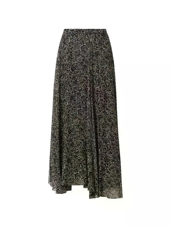 MARANT ETOILE Lycia Floral Print Midi Skirt - Black