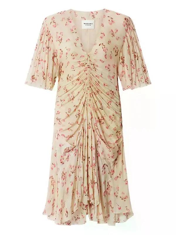 MARANT ETOILE Vivienne Floral Midi Dress - Neutrals