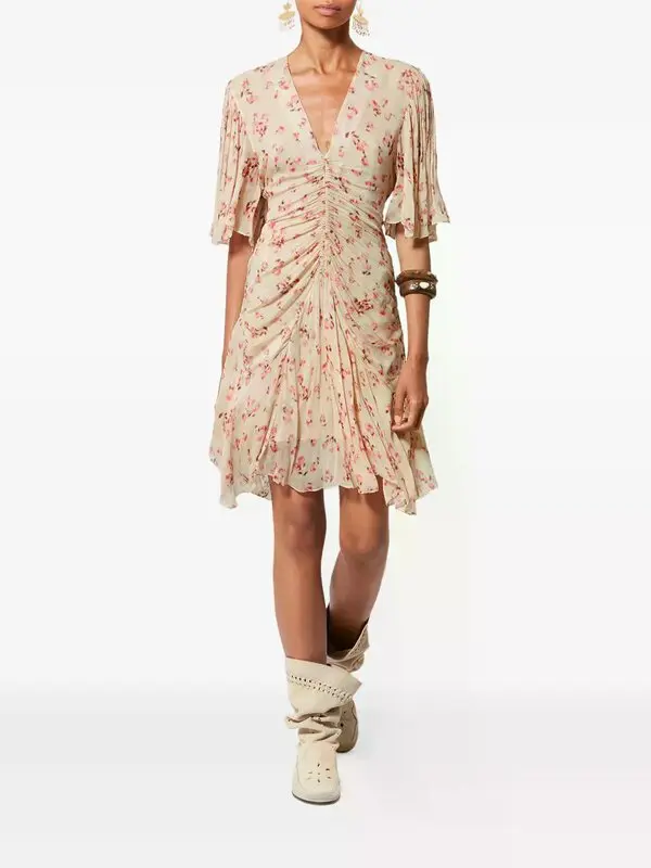 MARANT ETOILE Vivienne Floral Midi Dress - Neutrals