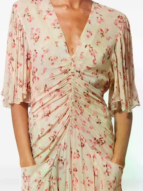 MARANT ETOILE Vivienne Floral Midi Dress - Neutrals
