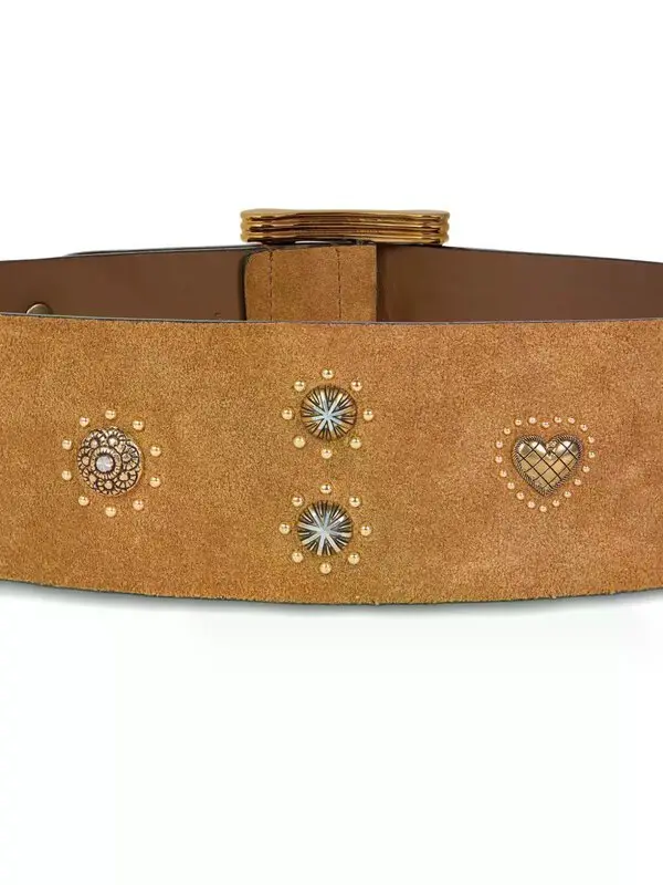 Etro Studded Suede Belt - Neutrals