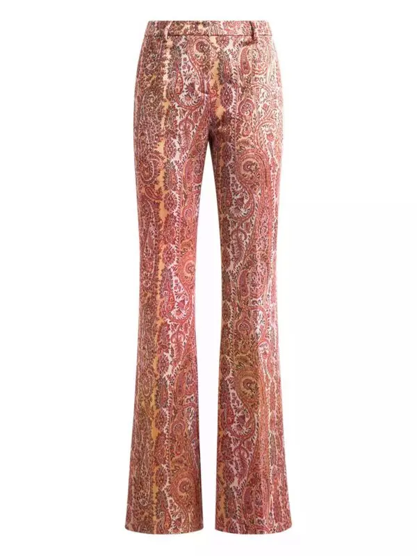 Etro Jacquard Paisley-foliage Flared Trousers - Red