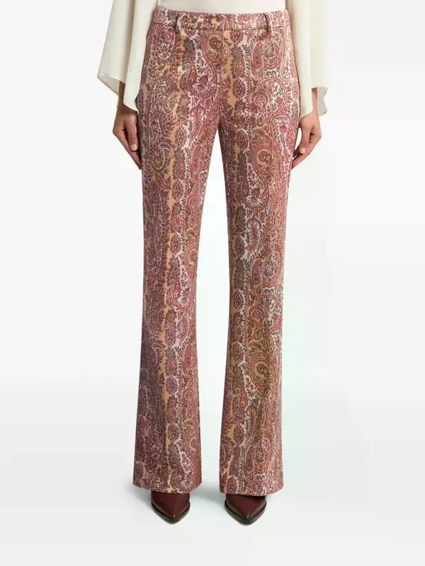 Etro Jacquard Paisley-foliage Flared Trousers