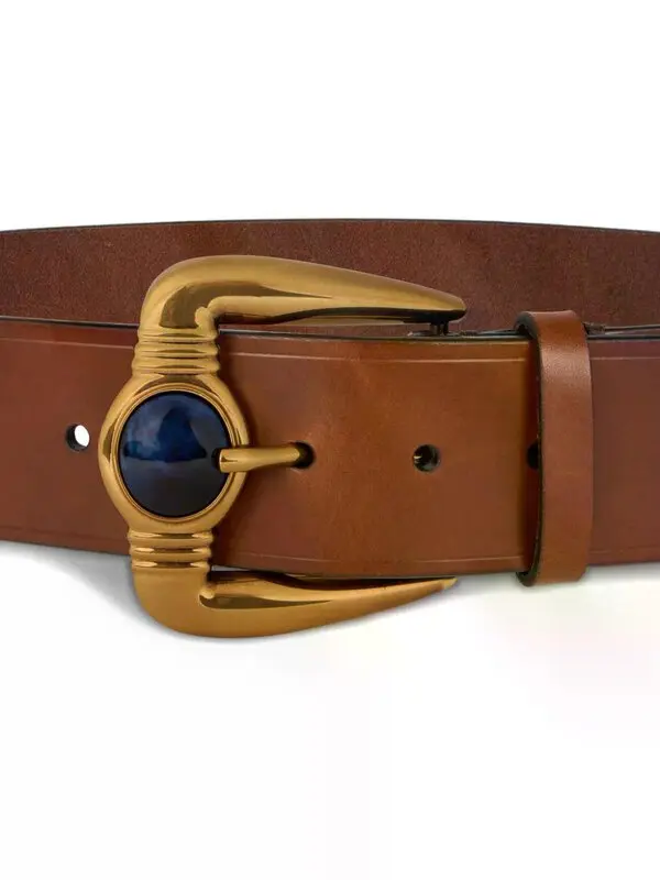Etro Leather Belt With Jewel Buckle - Brown