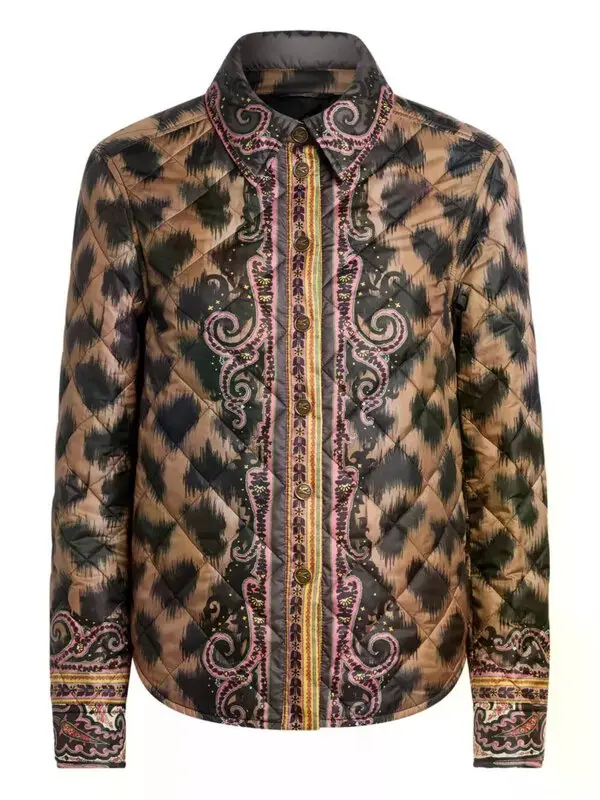 Etro Quilted Animal Print Shirt Jacket - Brown