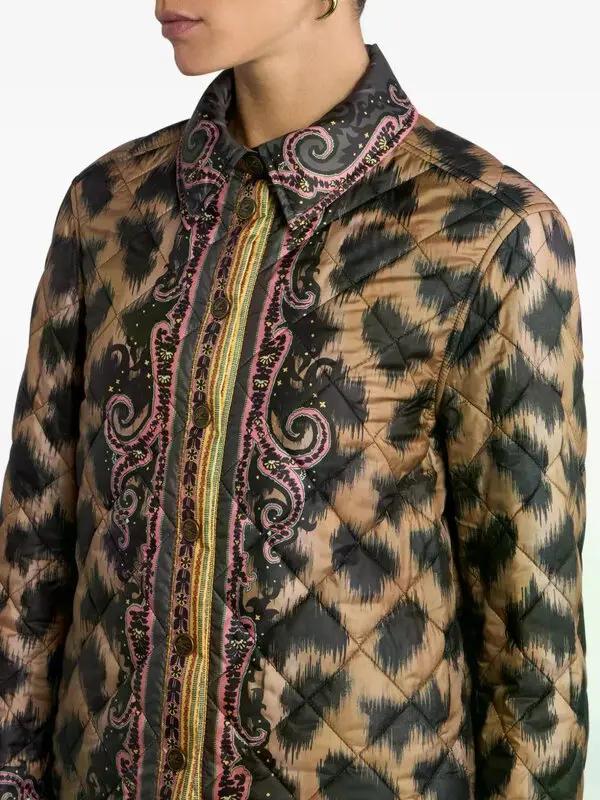 Etro Quilted Animal Print Shirt Jacket