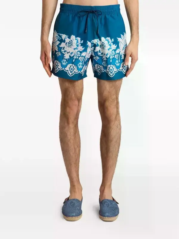 Etro Floral-print Swimsuit - Blue