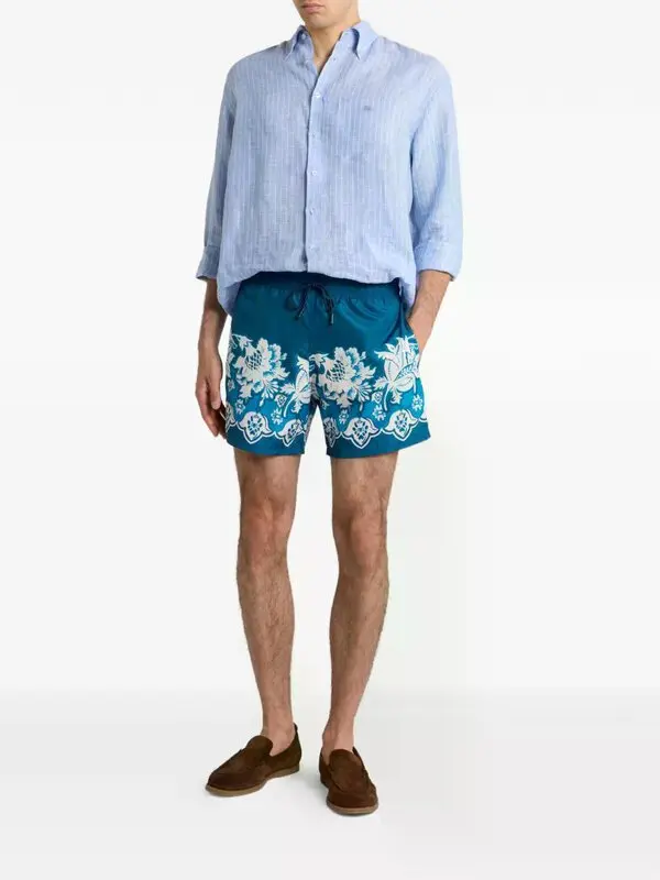 Etro Floral-print Swimsuit - Blue