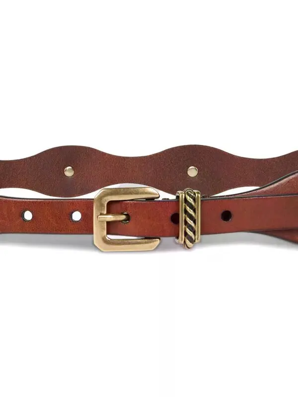 Etro Wavy Leather Belt - Brown
