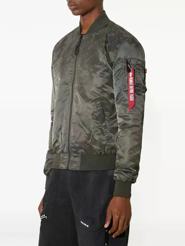 Alpha Industries Bomber Jacket With All-over Logo Print