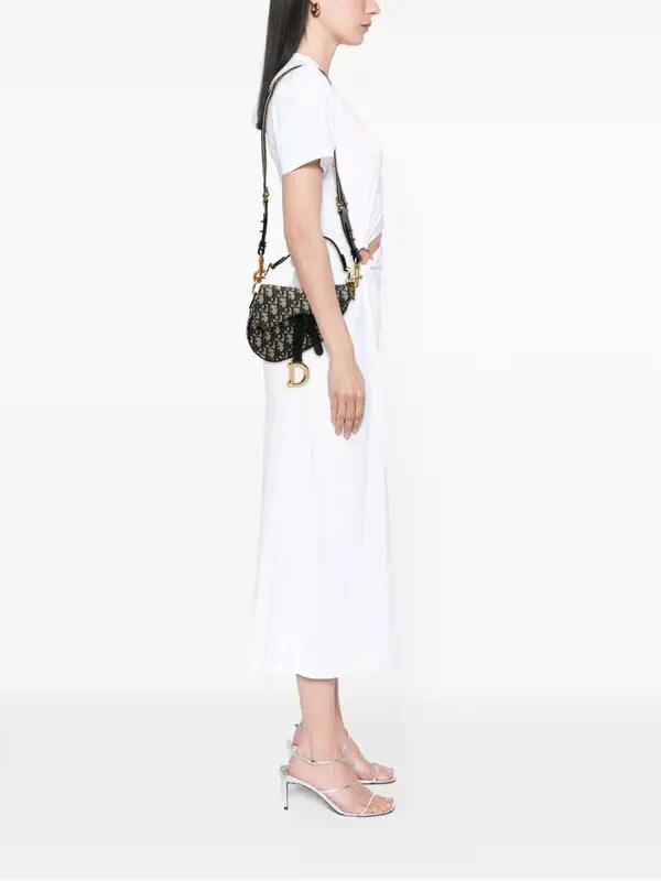 Dior 2018 Mini Oblique Canvas Saddle Bag - Blue