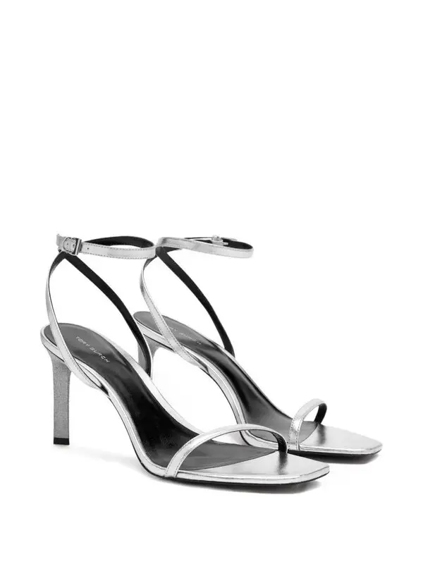 Tory Burch Metallic Leather Pavé-embellished Ankle Strap Heeled Sandals