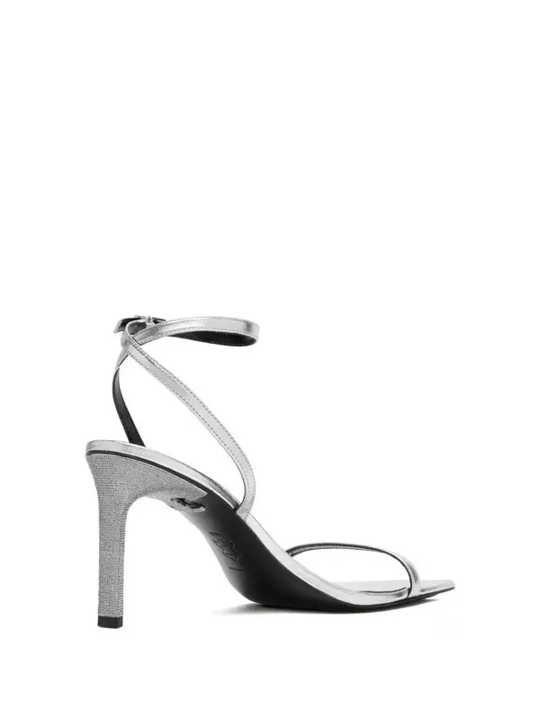 Tory Burch Metallic Leather Pavé-embellished Ankle Strap Heeled Sandals