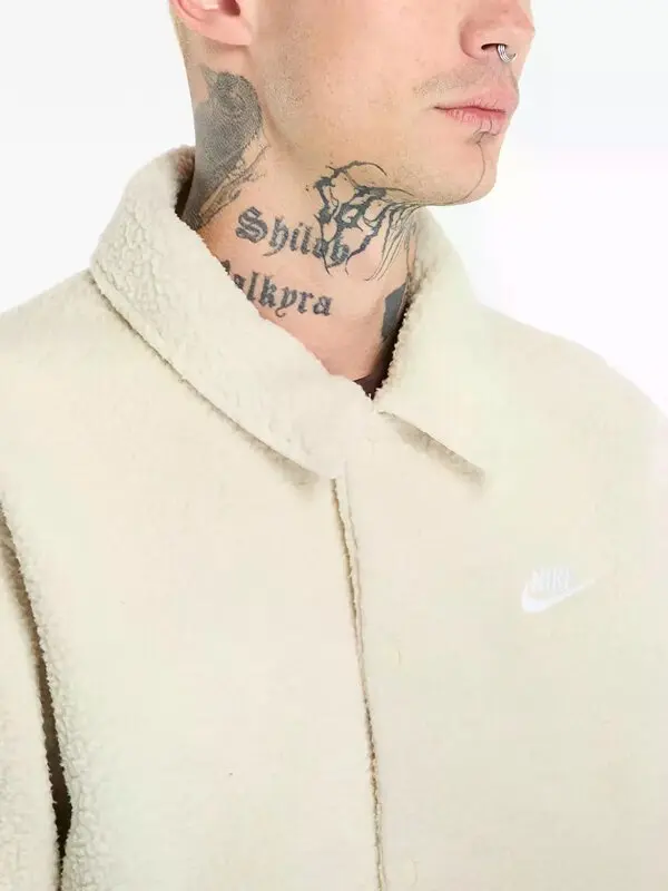 Nike Fleece Coach Jacket With Embroidered Logo - Neutrals