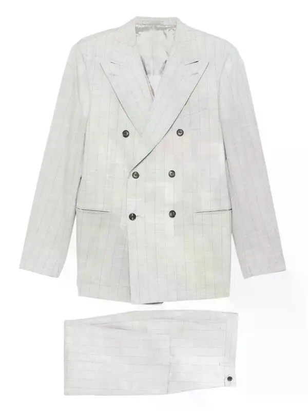 Caruso Norma Double-breasted Check-pattern Suit - Grey