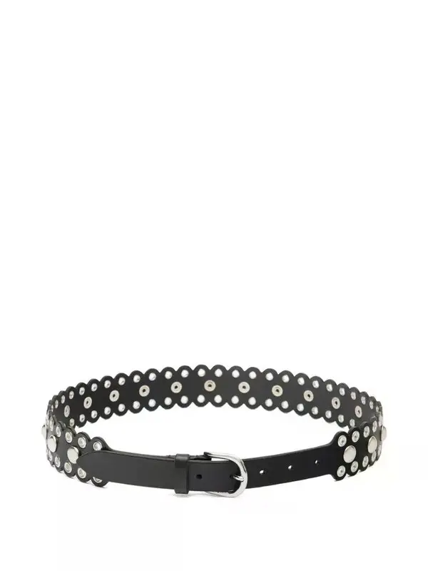 Isabel Marant Étoile Zalla Scalloped Studded Leather Belt - Black
