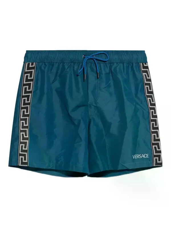 Versace Patterned-stripe Swim Shorts - Blue