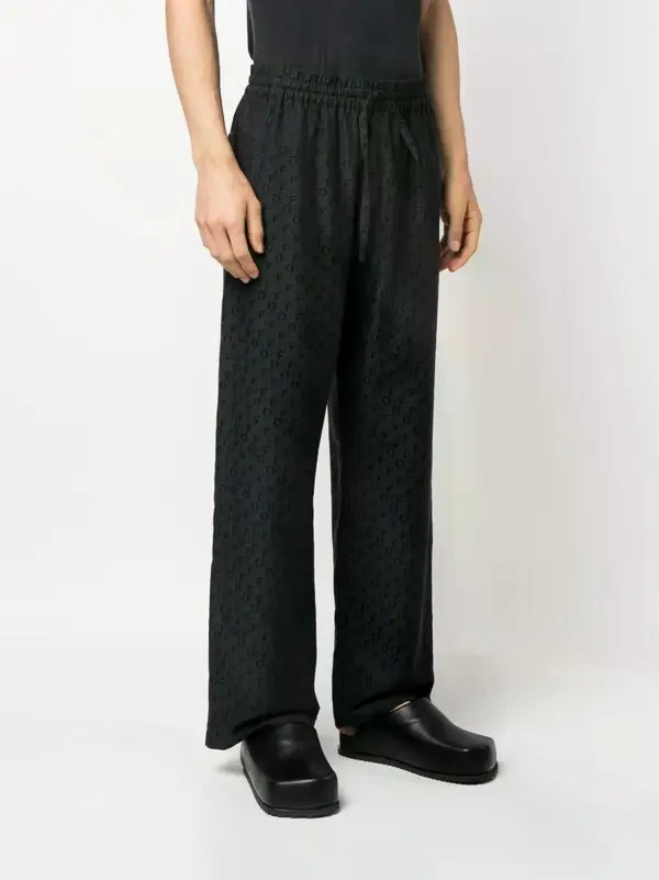 Off-White Logo Jacquard Silk-blend Trousers - Black