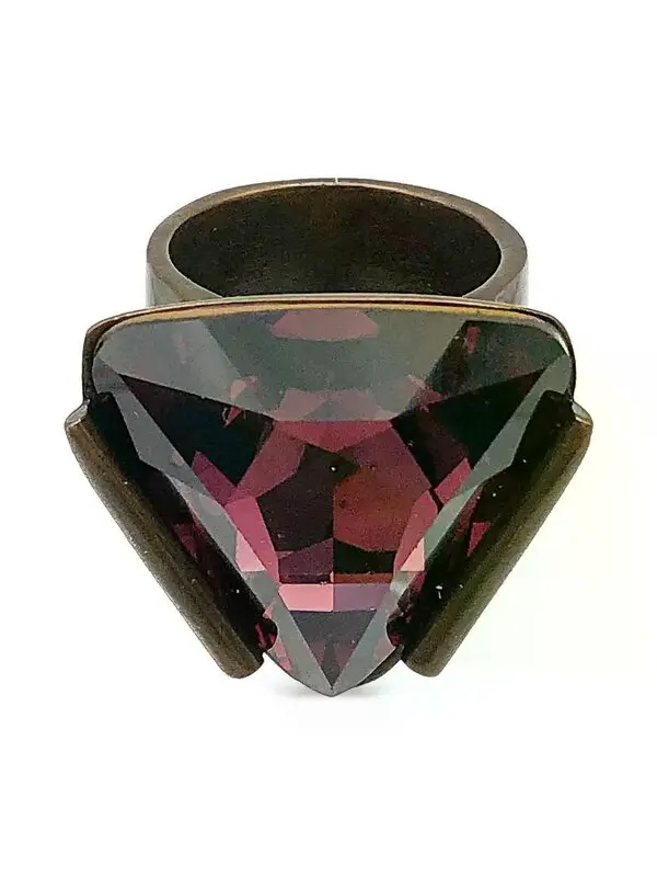 JENNIFER GIBSON JEWELLERY 1980s Trillion Crystal Statement Ring - Brown
