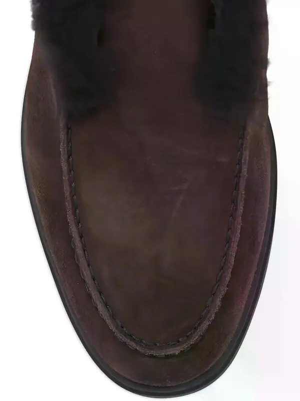 Santoni Fortune Shearling-trim Loafers