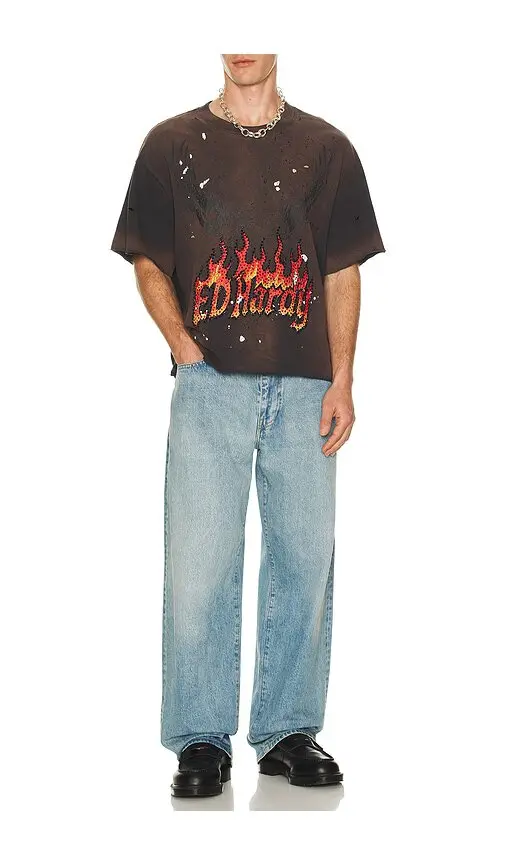 Ed Hardy By Appointment Only Eagle Flame Cropped Boxy Tee In . Also