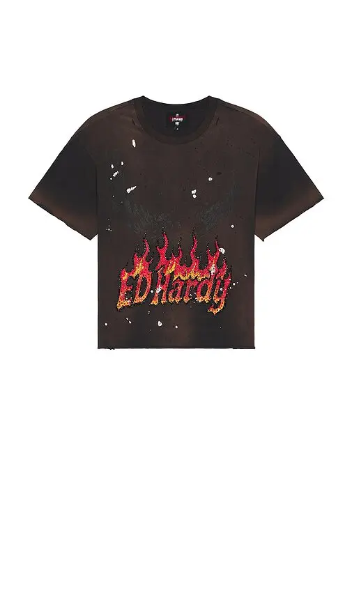 Ed Hardy By Appointment Only Eagle Flame Cropped Boxy Tee In . Also