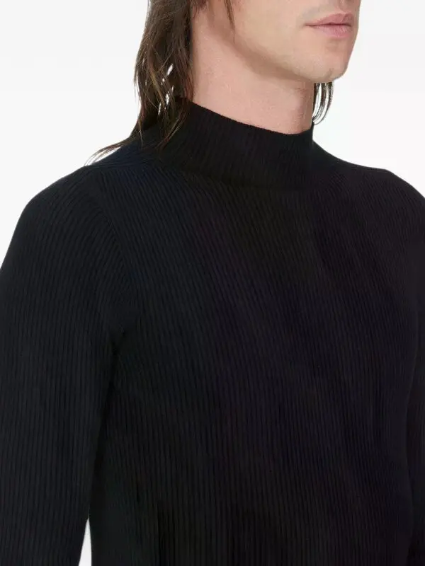 Rick Owens Ribbed High-neck Long-sleeve Sweater