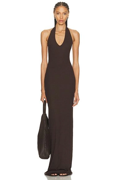 Eterne Halter Maxi Dress - Espresso