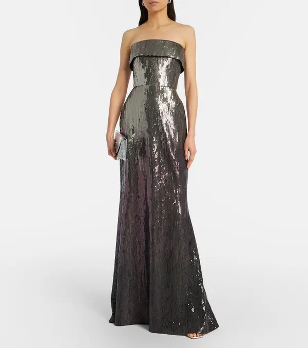 Elie Saab Sequined Strapless Gown
