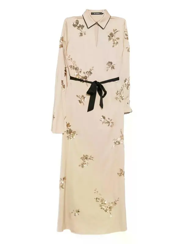 Karl Lagerfeld Sequined Floral Maxi Dress - Neutrals
