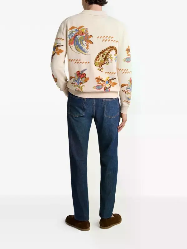 Etro Jacquard Polo Sweater - Neutrals