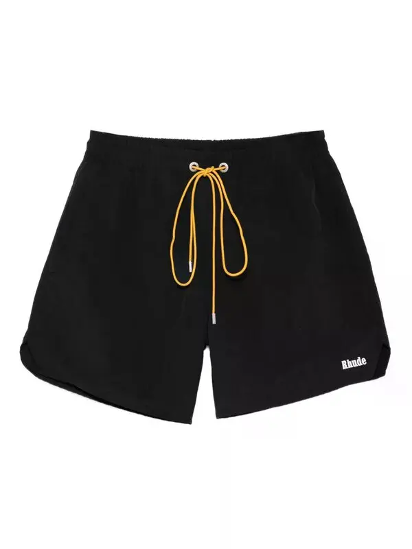 Rhude Logo-embroidered Drawstring Swim Shorts - Black