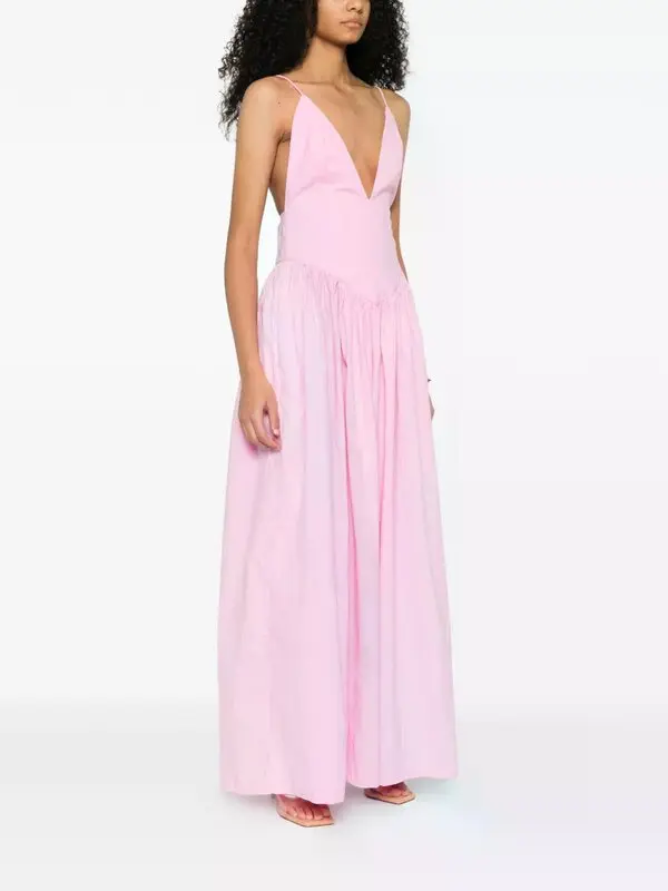 ADRIANA DEGREAS V-neck Strappy Maxi Dress - Pink