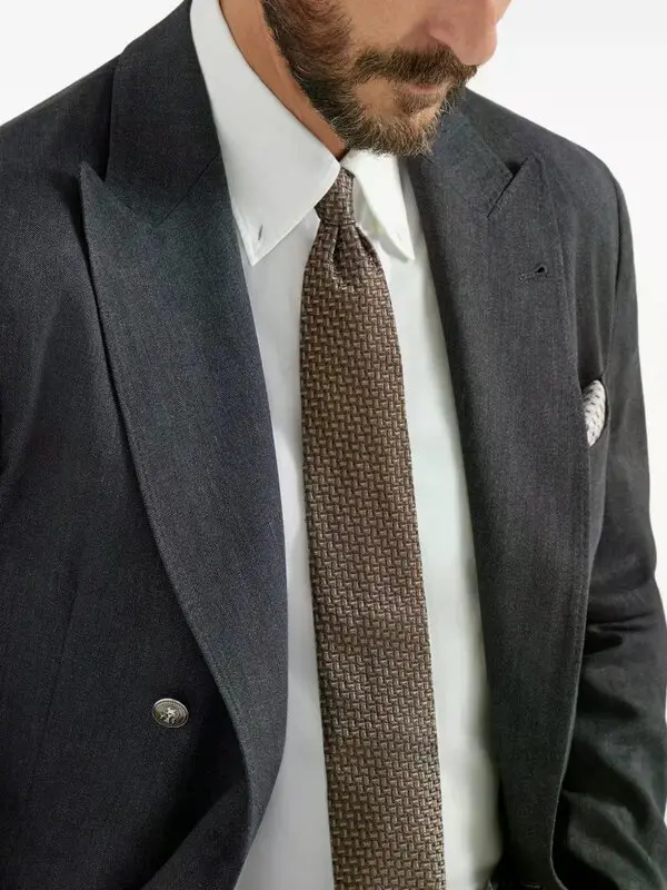 Brunello Cucinelli Textured Silk Neck Tie - Brown