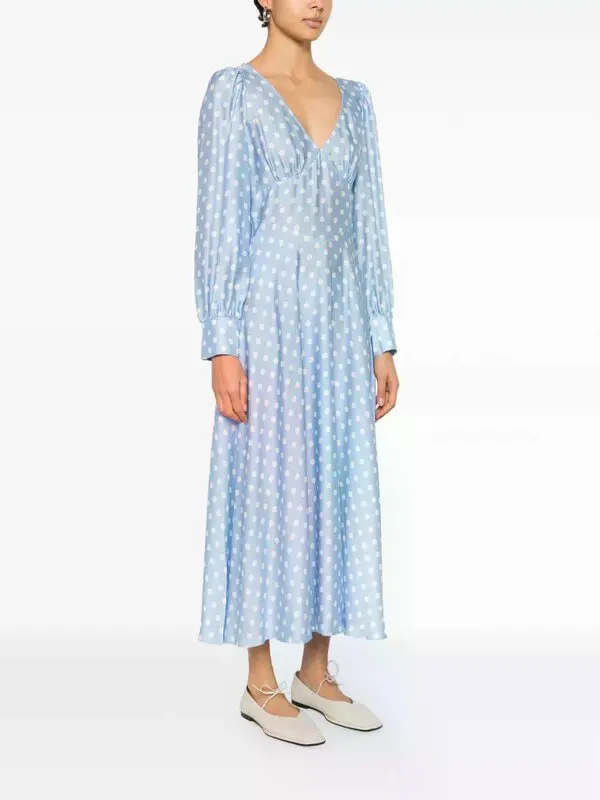 Posse Tillie Polka-dot V-neck Maxi Dress - Blue