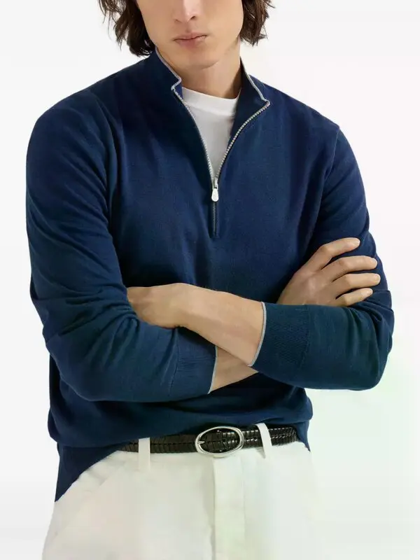 Brunello Cucinelli Aviation Half-zip Sweater - Blue