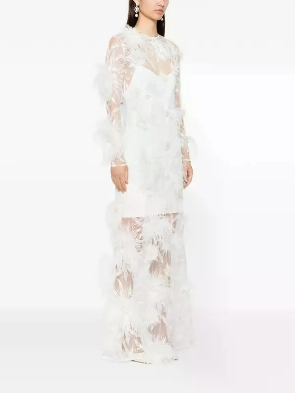 MACGRAW Birdy' Feather Embellished Maxi Dress