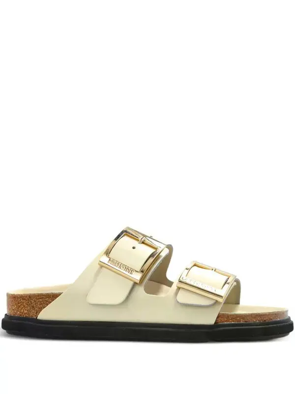 BIRKENSTOCK Arizona Droplet Leather Sandals - Neutrals