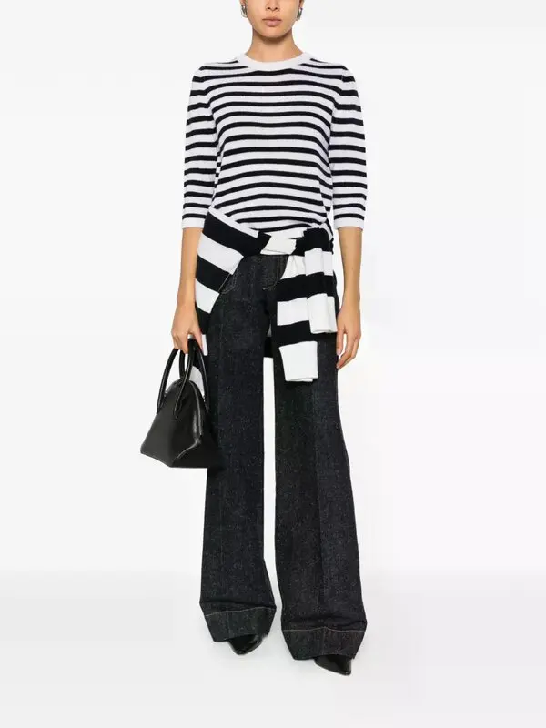 ALLUDE Striped Knit Sweater