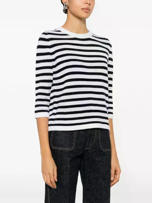ALLUDE Striped Knit Sweater