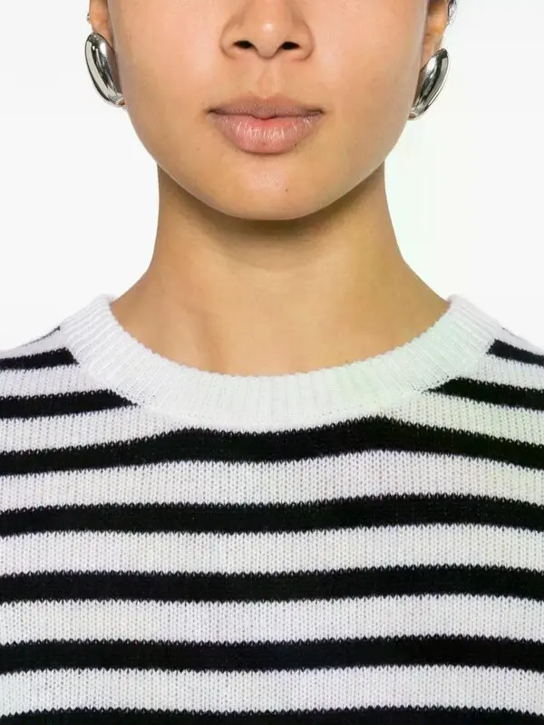 ALLUDE Striped Knit Sweater