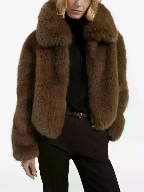 THE FRANKIE SHOP Hope Fur Jacket - Brown