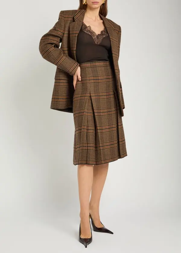 Saint Laurent Houndstooth Wool Blazer