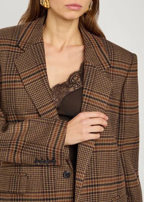 Saint Laurent Houndstooth Wool Blazer